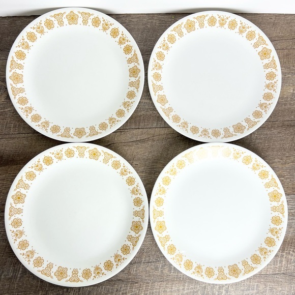 Corelle | Dining | Vintage Corelle Dinner Plates Gold Butterfly Pattern ...